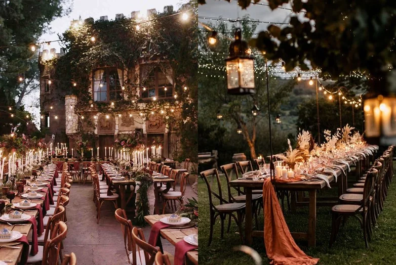 Iluminación para bodas vintage